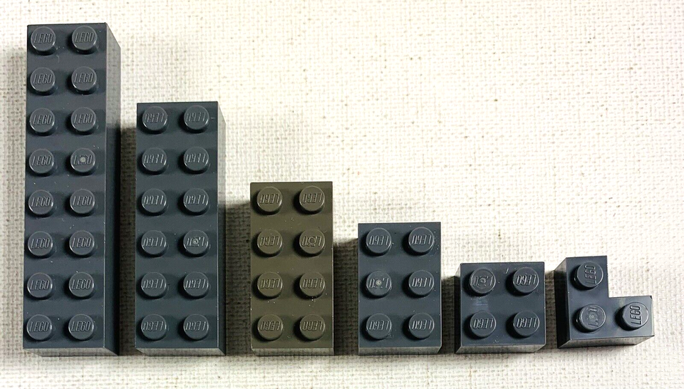 Lego Dark Gray Brick SMALL ONLY Bulk Lot 300pc 2x8 2x6 2x4 2x3 1x16 ...
