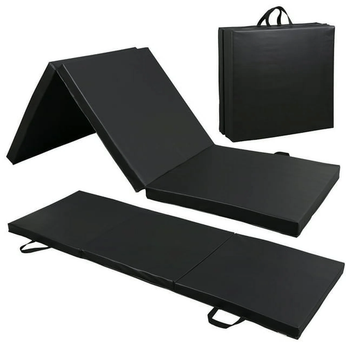 6 X 2' Folding Gym Mat Tri-Fold Aerobics Workout Floor Mat, Black 2 ...