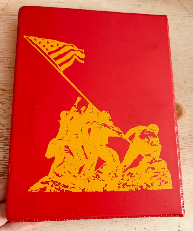 Vtg USMC Red FOURTH MARINE DIVISION ASSOCIATION 3 Ring Binder NOTE BOOK ...