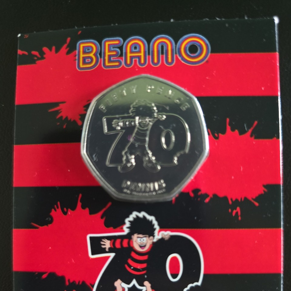 2021 Beano Dennis the Menace 70th Anniversary 50p Coin in a sealed card ...