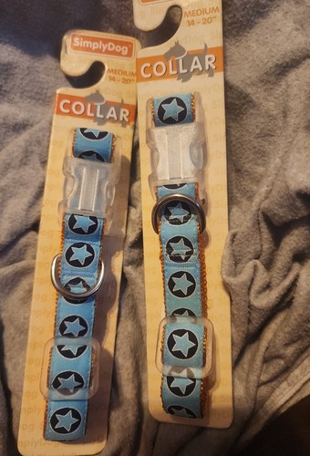 SimplyDog Dog Collar Medium NAVY CIRCLE STAR Adjustable | eBay