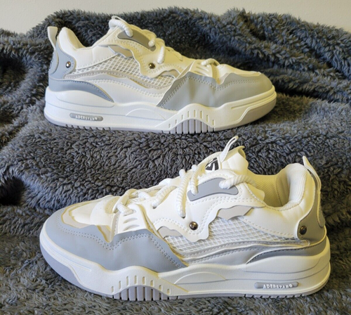 Skoo Wood Men's Aderstar White/Gray Skateboarding Sneaker Shoes Size EU ...