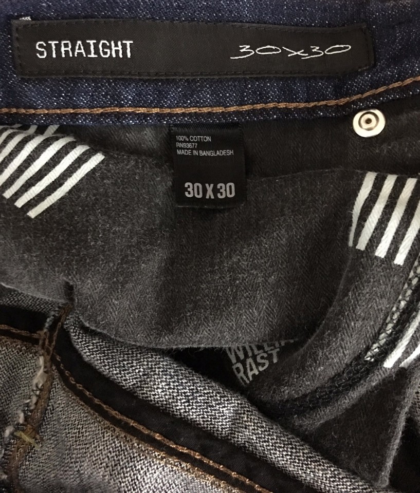Men's William Rast Jeans Straight Leg Button Fly Jeans Size 30" x 30 ...