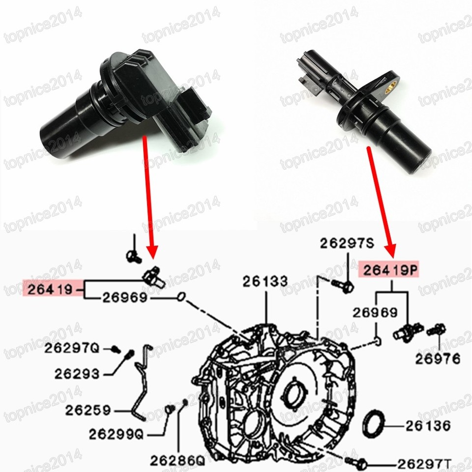 2x Transmission Input &Output Speed Sensor For Mitsubishi Outlander ...
