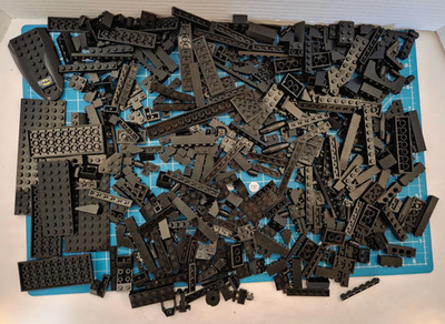 Vintage Lego Black Misc Pieces Lot - Plates Blocks 1x1 1x4 2x4 2x2 ...