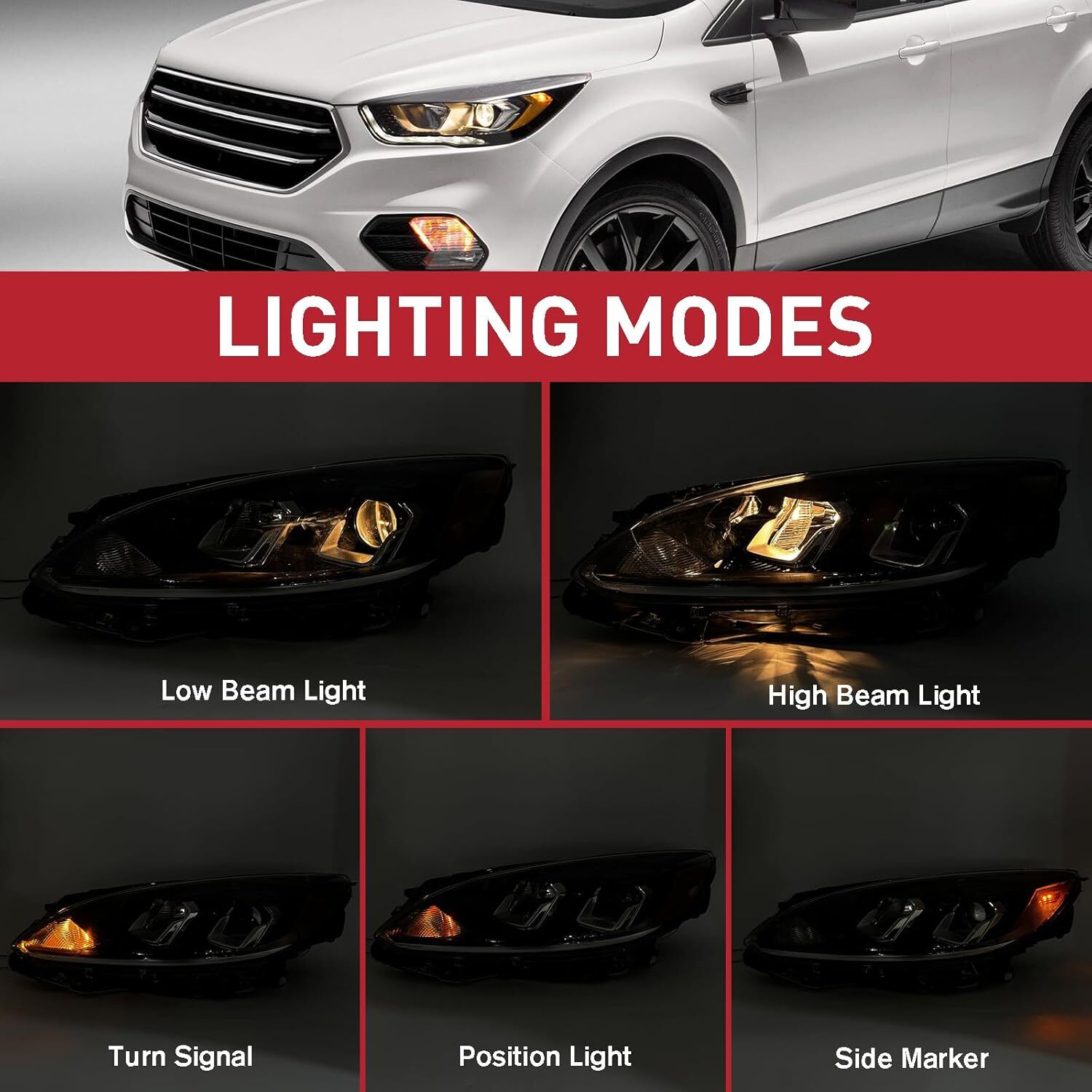 Halogen Headlight Assy w/Bulb FO2502395 For 2020-2022 Ford Escape ...