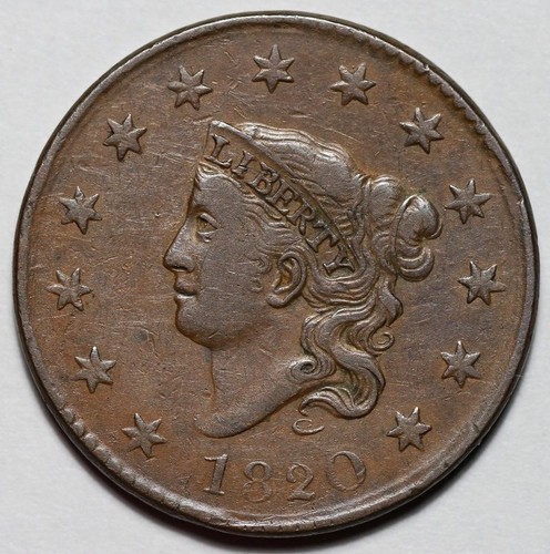 1820 Coronet Head Large Cent - Rotated Die - US 1c Copper Coin | eBay