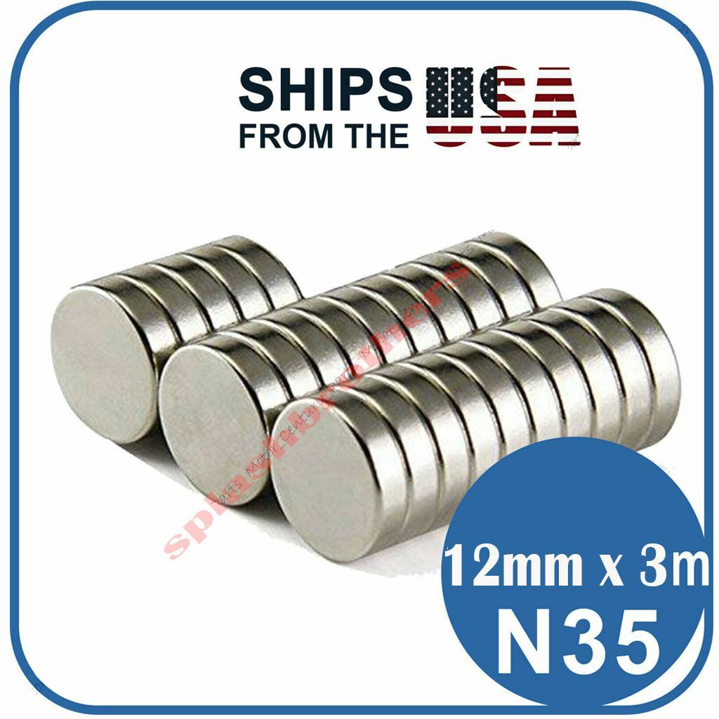 Lot 12mm X 3mm Neodymium Magnet Disc Strong Rare Earth N35 Small Fridge ...