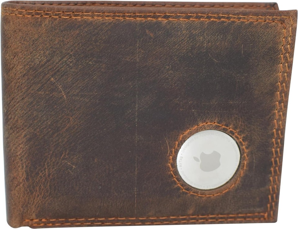 CAZORO AirTag Wallet - Bifold Genuine Leather RFID Blocking Men's ...