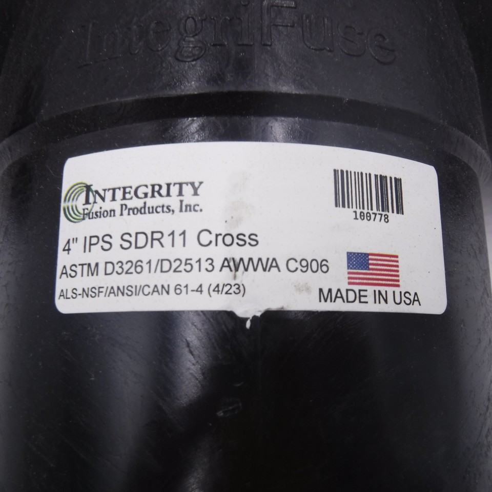 Integrity Fusion 4" IPS SDR11 Molded Cross 100778 Fully Pressure Rated ...