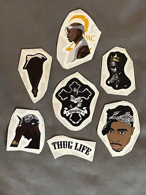 Lot (7) TUPAC SHAKUR 1/2" to 2 1/2" Rap STICKERS Fast! FREE SHIP! 2PAC ...