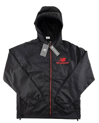 New Balance Wind Water Resistant Lined Hooded Run Active Jacket Black ...