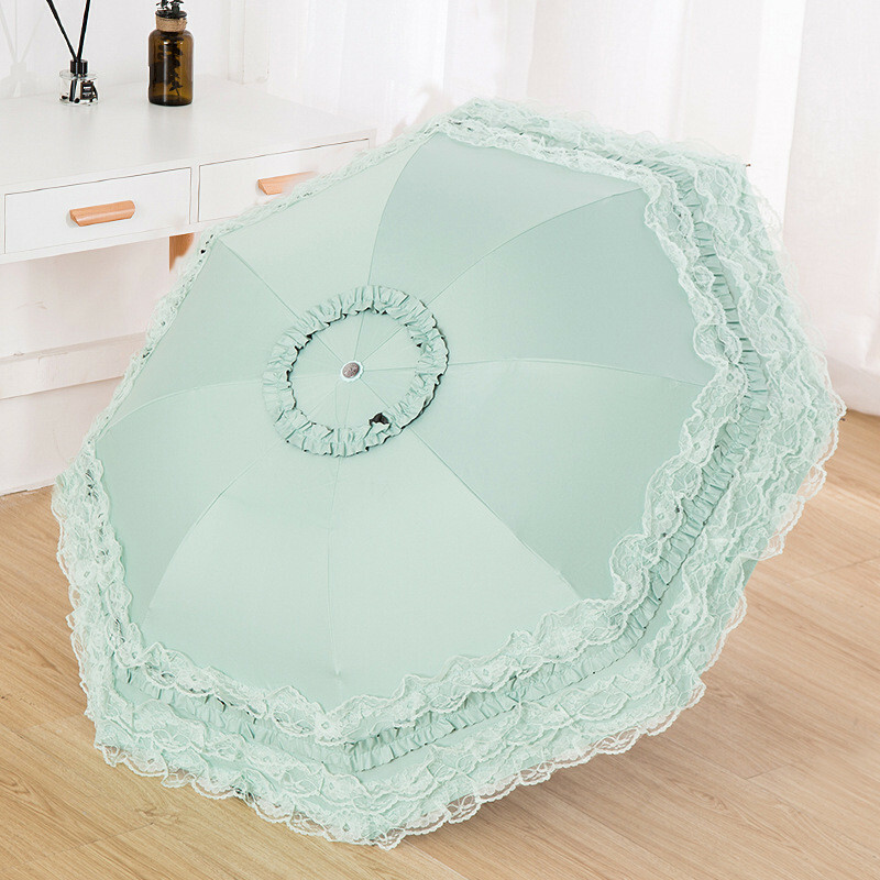 Lolita Girls Parasol Sun Rain Women Princess Lace Anti-UV Folding ...