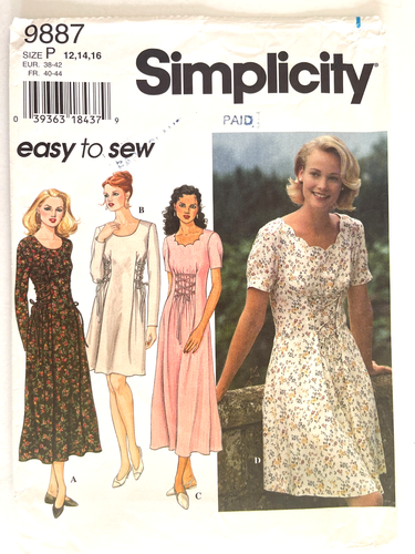 1990's Simplicity Misses' Dress Pattern 9887 Size 12-16 UNCUT | eBay