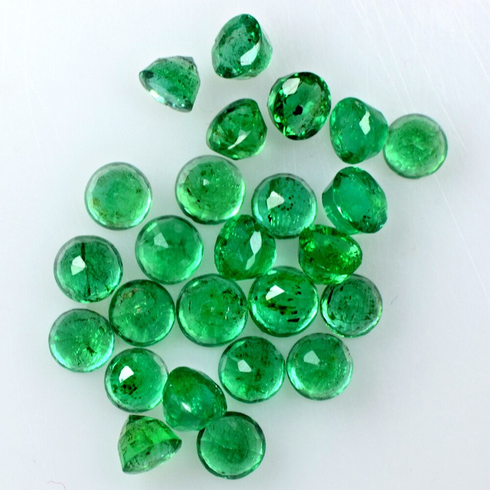 Natural Top Quality Emerald Round Cut Size 3 mm 25 Pc 2.48 Cts Zambia ...