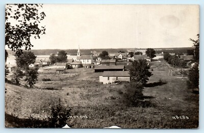 POSTCARD RPPC Village of Croton Michigan Birds-Eye View Church Spire | eBay