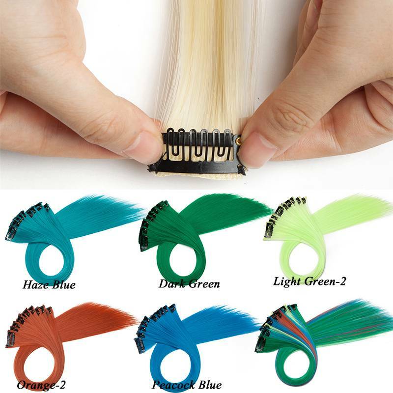25+Colors Highlight For Human Hair Extension Clip in Piece Real Natural ...