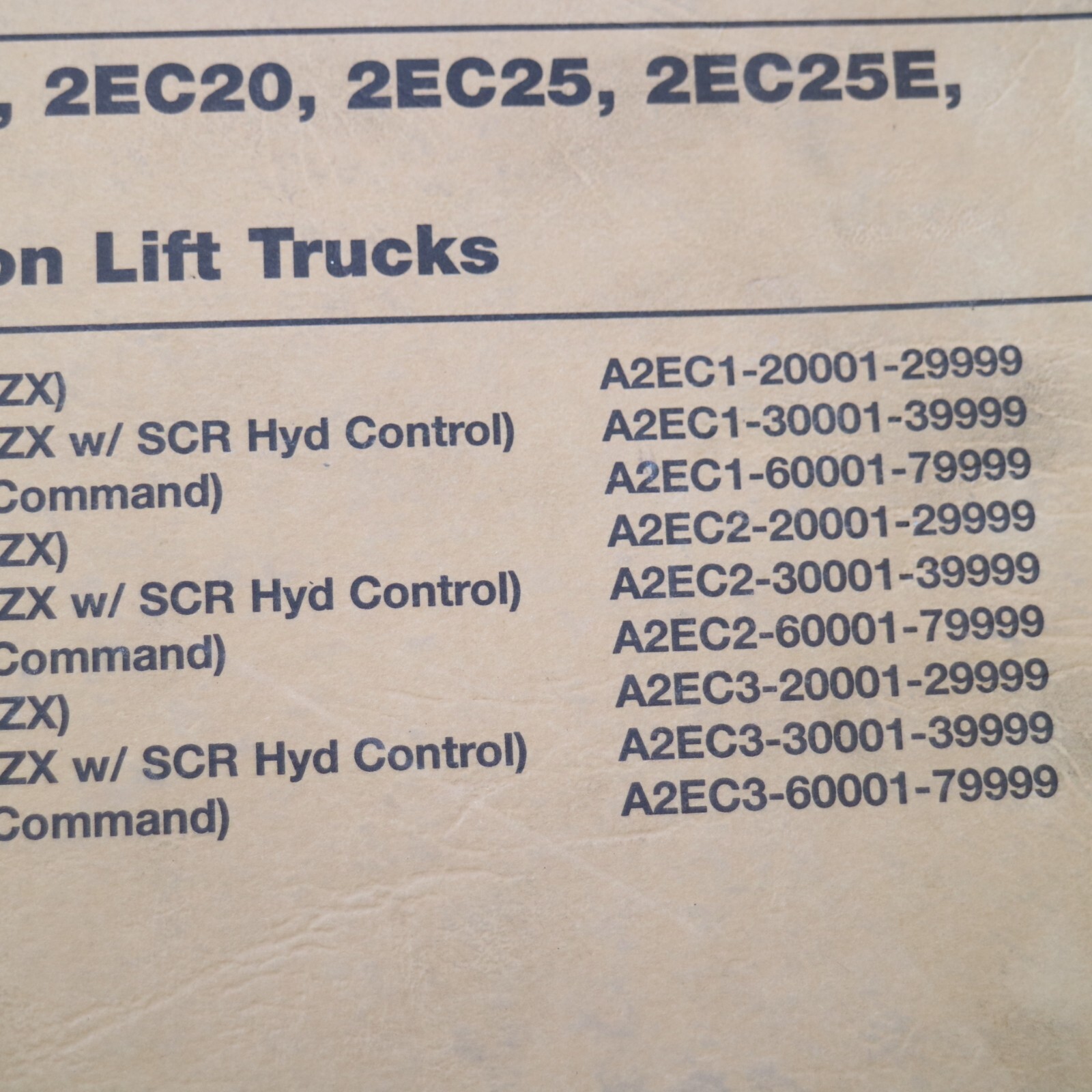 Caterpillar 2EC15 2EC18 2EC20 2EC25E 2EC30 Forklift Parts Manual Book ...