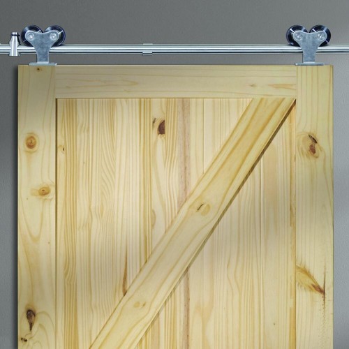 Forge Fulton 79-1/8" Stainless Steel 1-Piece Rail Sliding Barn Door ...