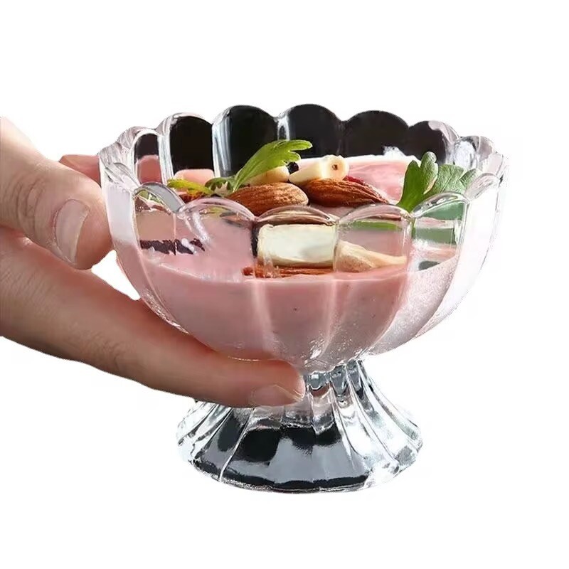 Set of 6 Glass Ice Cream Bowls Short Stemmed Sundae Dessert Mini Cups ...