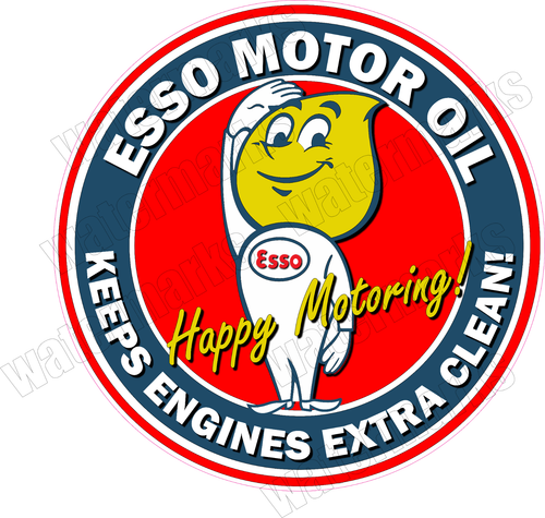 Esso Retro Vintage Antique Gas Pump Motor Oil Vinyl Sticker Car Window ...