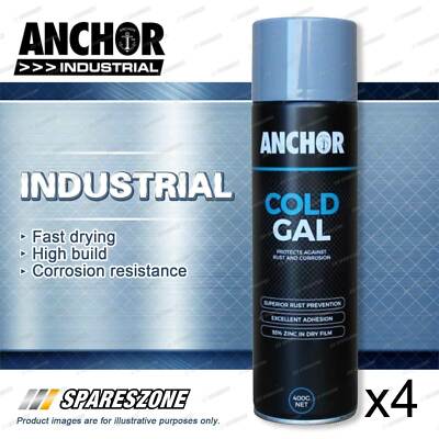 4 Packets of Anchor Industrial Cold Gal Aerosol Paint 400 Gram Fast ...
