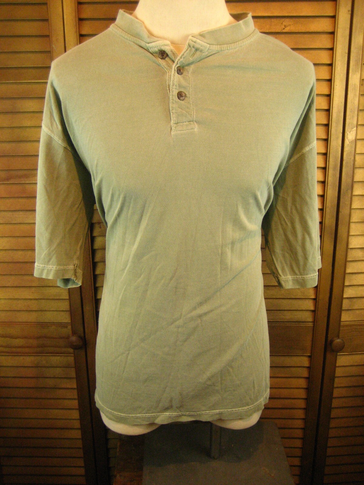 Mens Canyon Guide Olive Henley Style Cotton SS Casual… - Gem