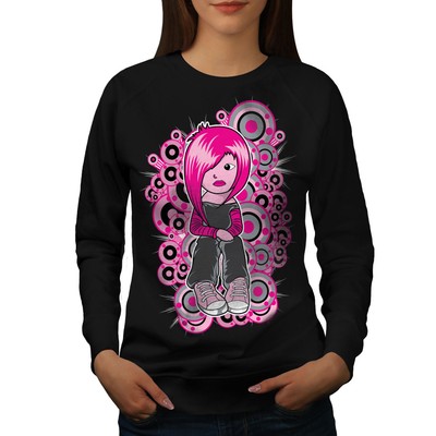 Wellcoda Cute Emo Girl Cool Music Womens Sweatshirt, Emo Casual ...