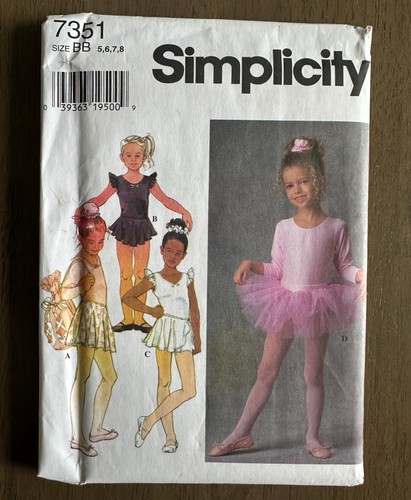 Simplicity Sewing Pattern 7351 Girls Ballerina Dance Costume Size 5 6 7 ...