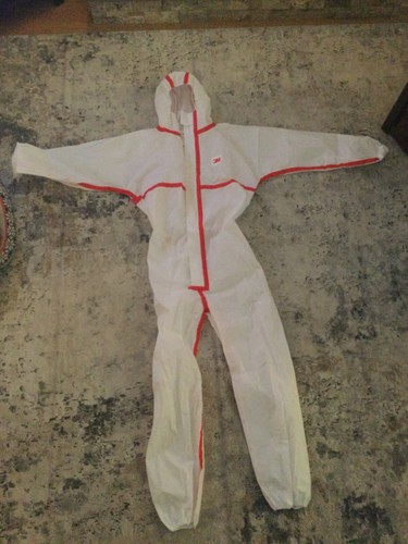 3M Hooded Disposable Coveralls White Red Size Medium 4565-BLK-M | eBay
