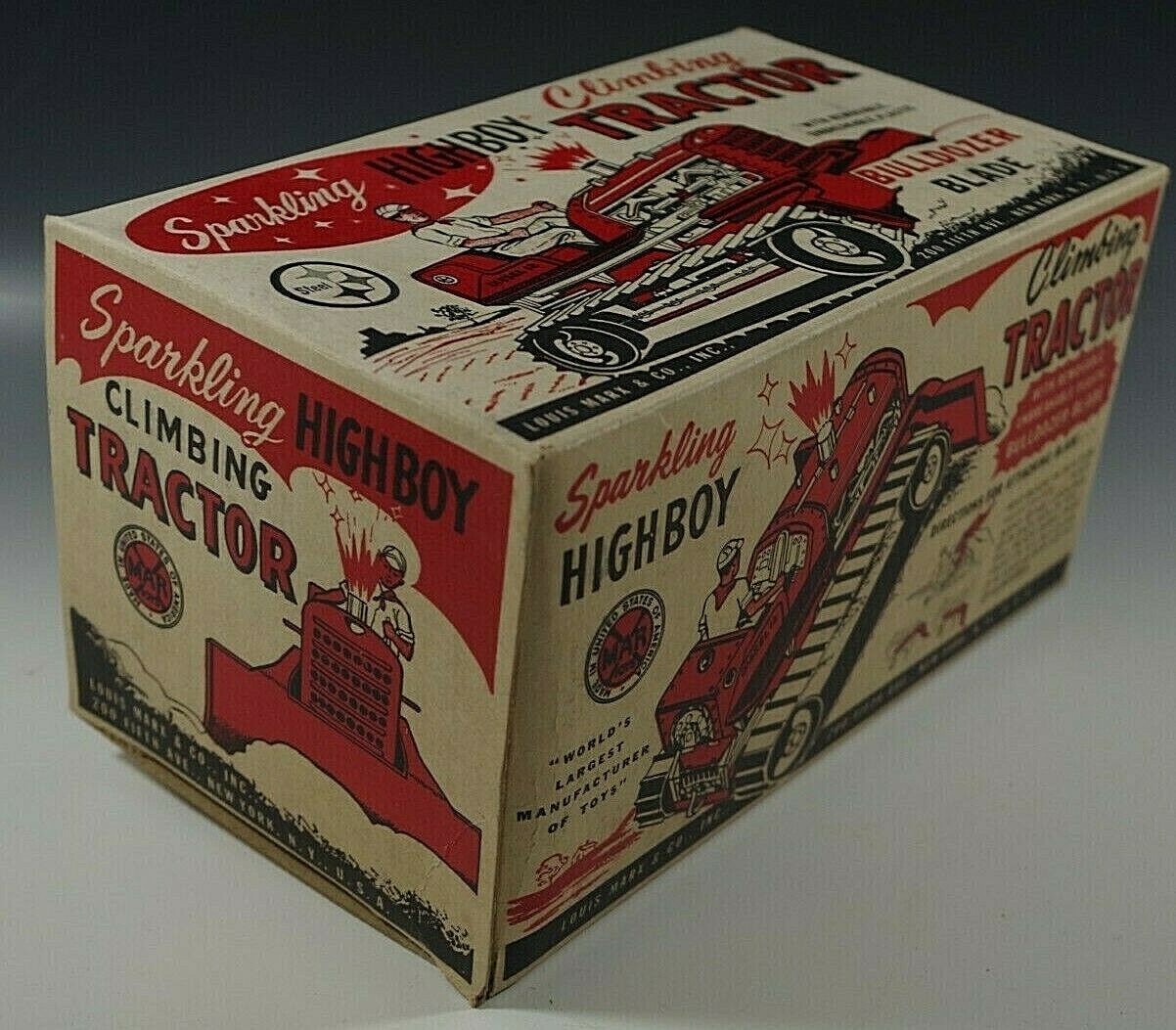 1950's MARX CLIMBING TRACTOR SPARKLING TRACTOR BLADE HIGHBOY WINDUP TOY ...