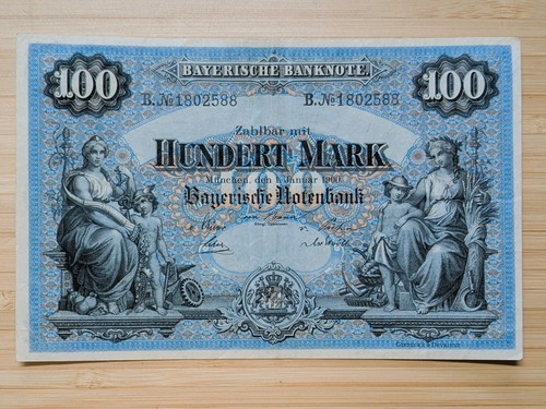 1900 Germany/ Bavaria 100 Hundert Mark Paper Money Banknote P#S922 ...