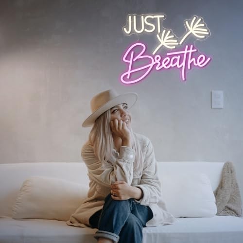 Just Breathe Neon Sign Dimmable Breathe Neon Signs Light Up Pink Warm ...