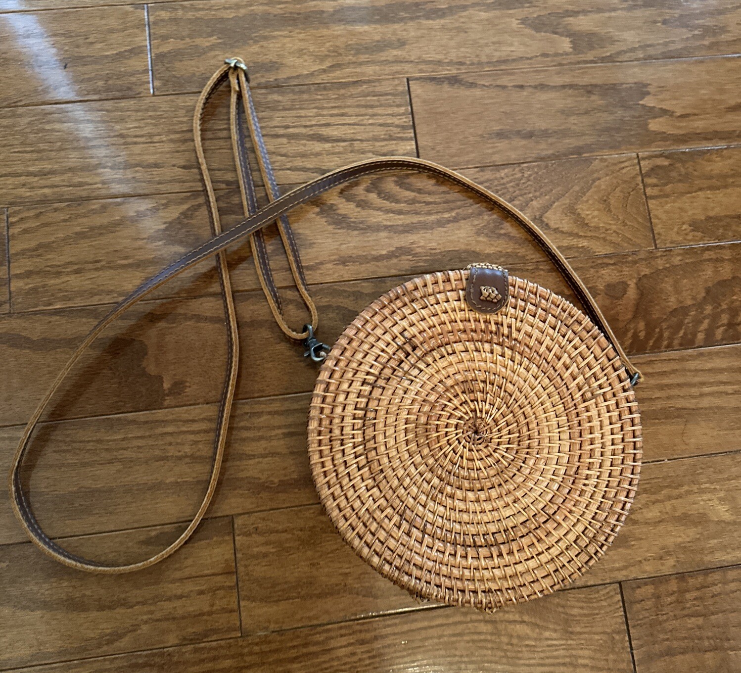 Round Rattan Boho Straw Woven Circle Crossbody Purse … - Gem