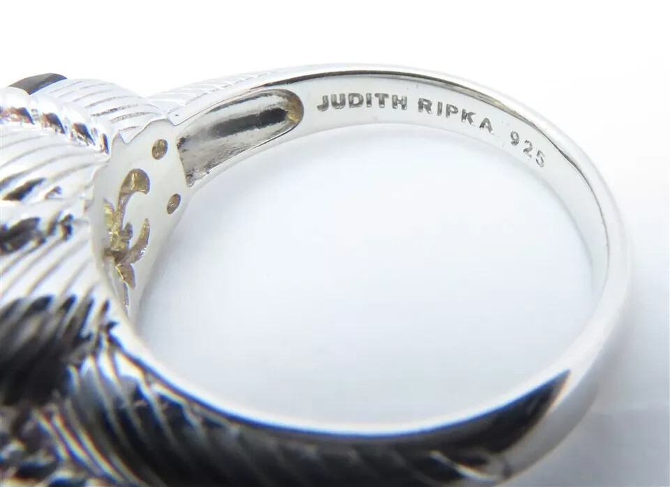 Judith Ripka Sterling Silver Citrine & Smoky Quartz 3 Stone Textured ...