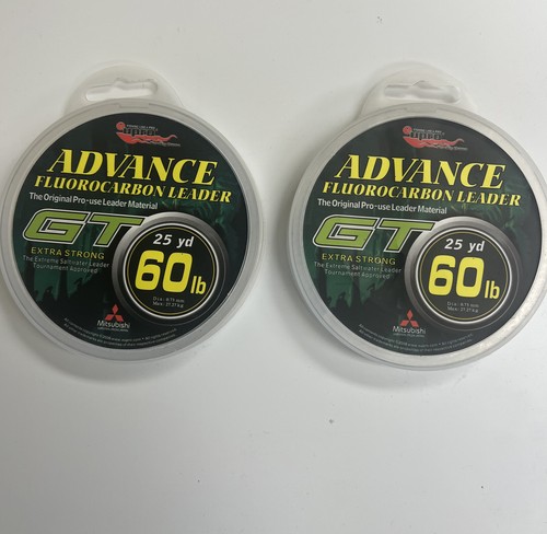 2 Pk EUPRO GT FLUOROCARBON 60 Lb - LEADER LINE - 25 YARD SPOOL - CLEAR ...