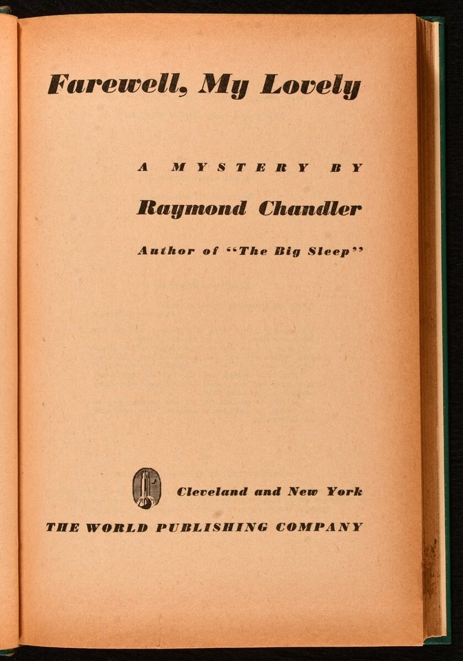 1944 Farewell My Lovely Raymond Chandler First Tower Books Edition Dust ...
