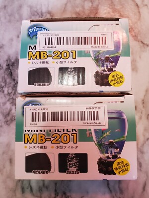 Qty. 2 Marine Blue Mini Filter MB-201 Aquarium Fishbowl Fish Tank ...