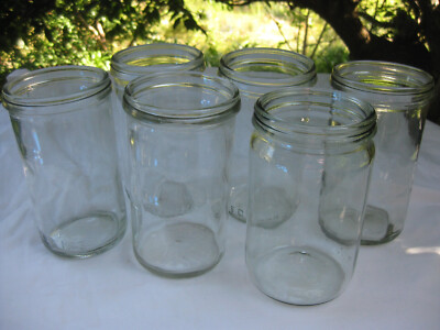 #31 Clear GLASS Fowlers Vacola Vintage LARGE Preserving Jars set 6 VERY ...