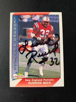 Leonard Russell Signed 1991 Pacific Rookie Card New England Patriots ...
