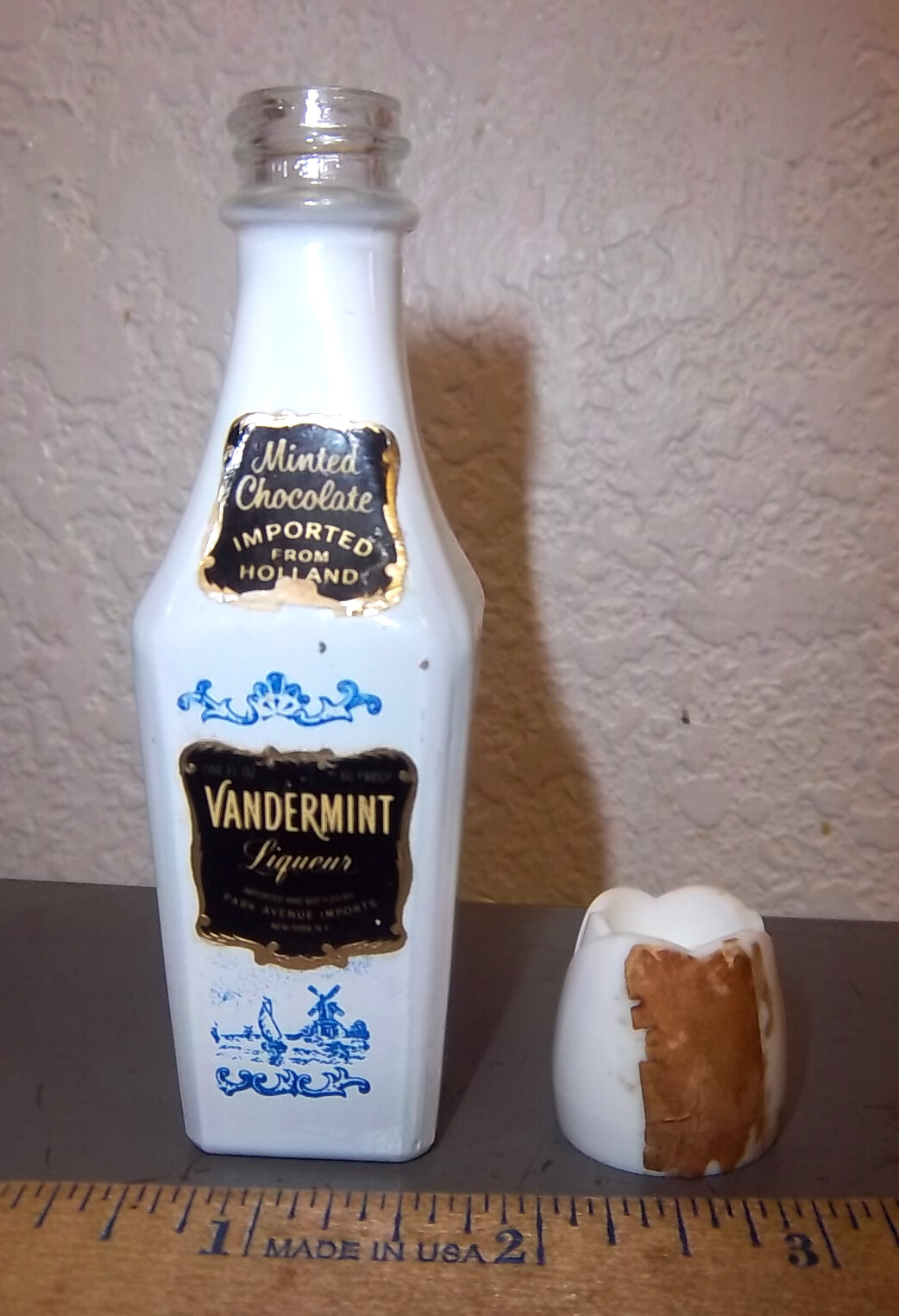 Mini ceramic bottle VANDERMINT, minted chocolate Liqueur, from Holland ...