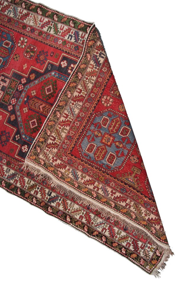 4x6 Rare Fine Antique Handmade Traditional Rug Blue Overall Design c ...