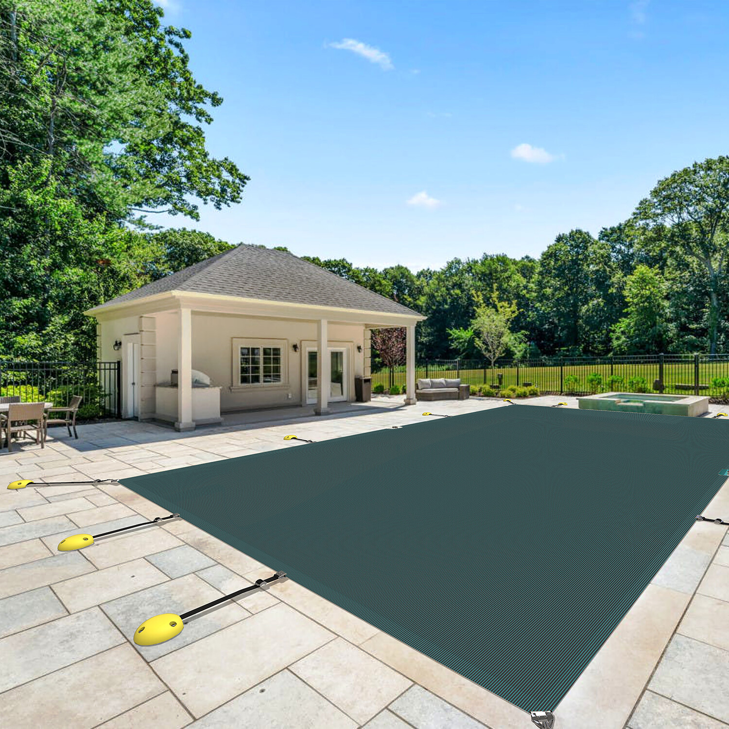 Inground Pool Cover Rectangle Winter Safety Mesh Pool Cover Home ...