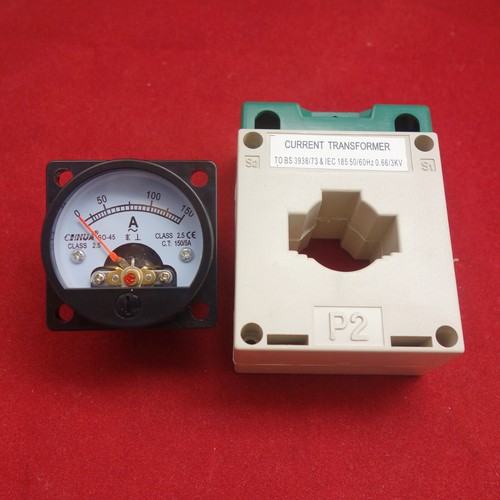 1X SO45 With 150/5A Transformer AC 0-150A Analog Ammeter Panel AMP ...