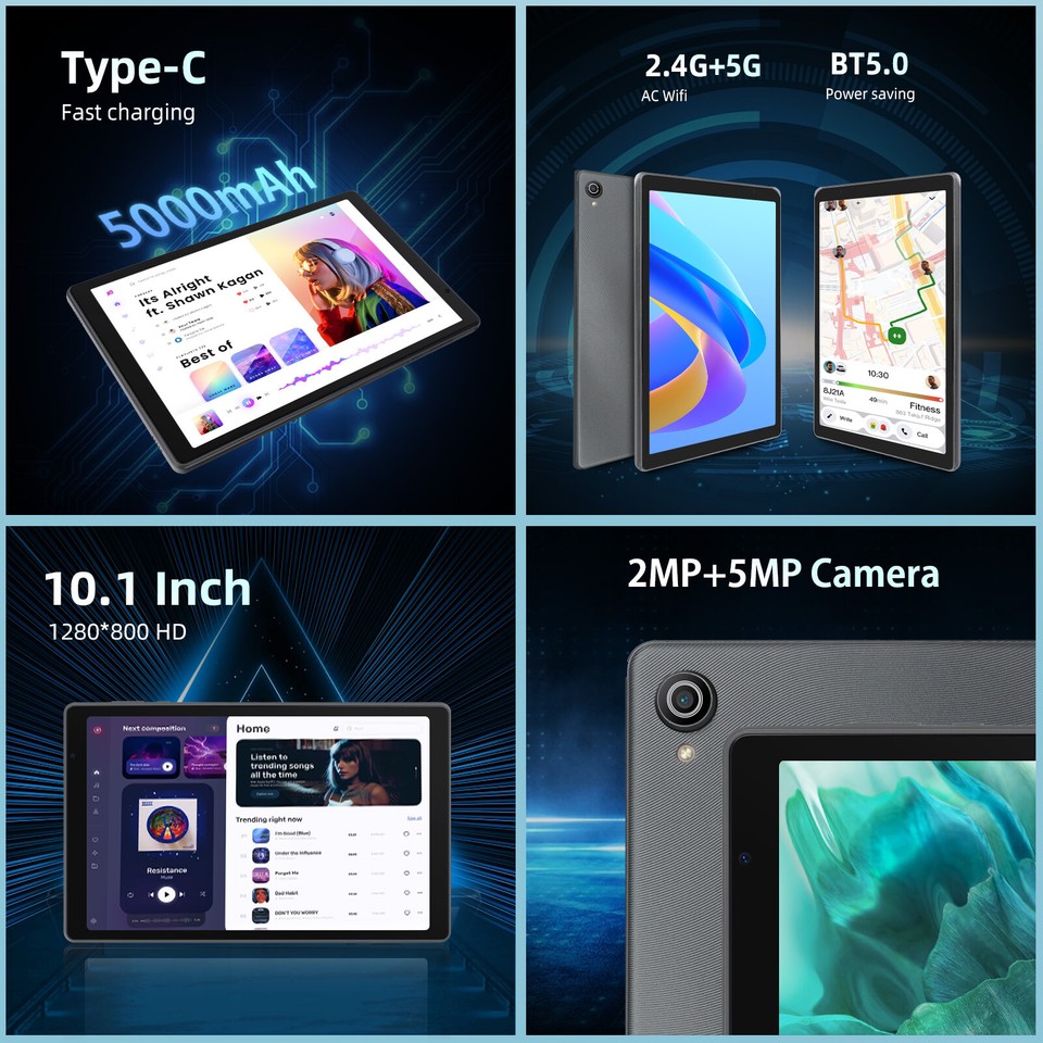 10.1'' Tablet Octa-Core Android13 Tablet 6+64GB Dual Camera Bluetooth ...