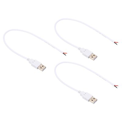 0.3M/1Ft 5V 3A USB Pigtail Extension Power Cable 3 Pcs 22AWG USB Plug ...