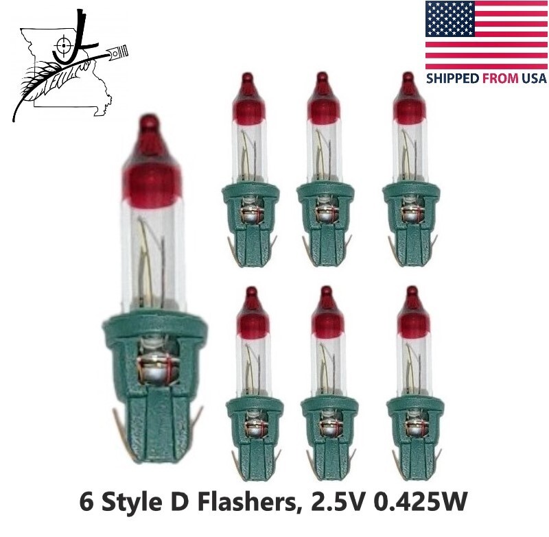 6 Style D Mini Bulb Flashers Christmas Tree Lights Replacement Bulbs 2. ...