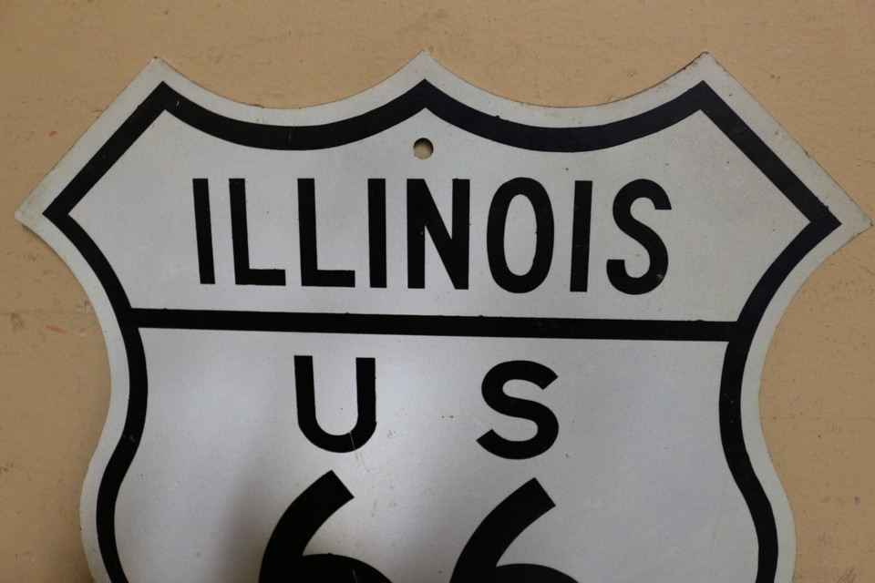 Authentic Vintage Illinois Route 66 Highway Shield 16" Metal Road Sign ...