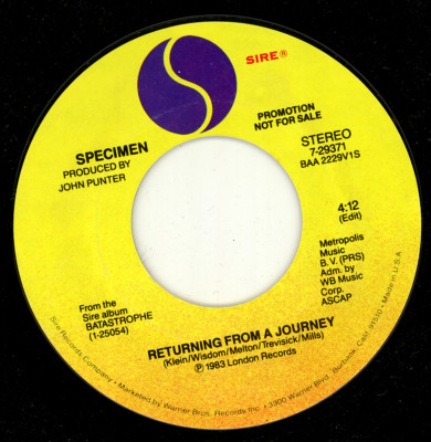 SPECIMEN rare PROMO ONLY 1983 GOTH 45 Sire, "Returning From A Journey ...