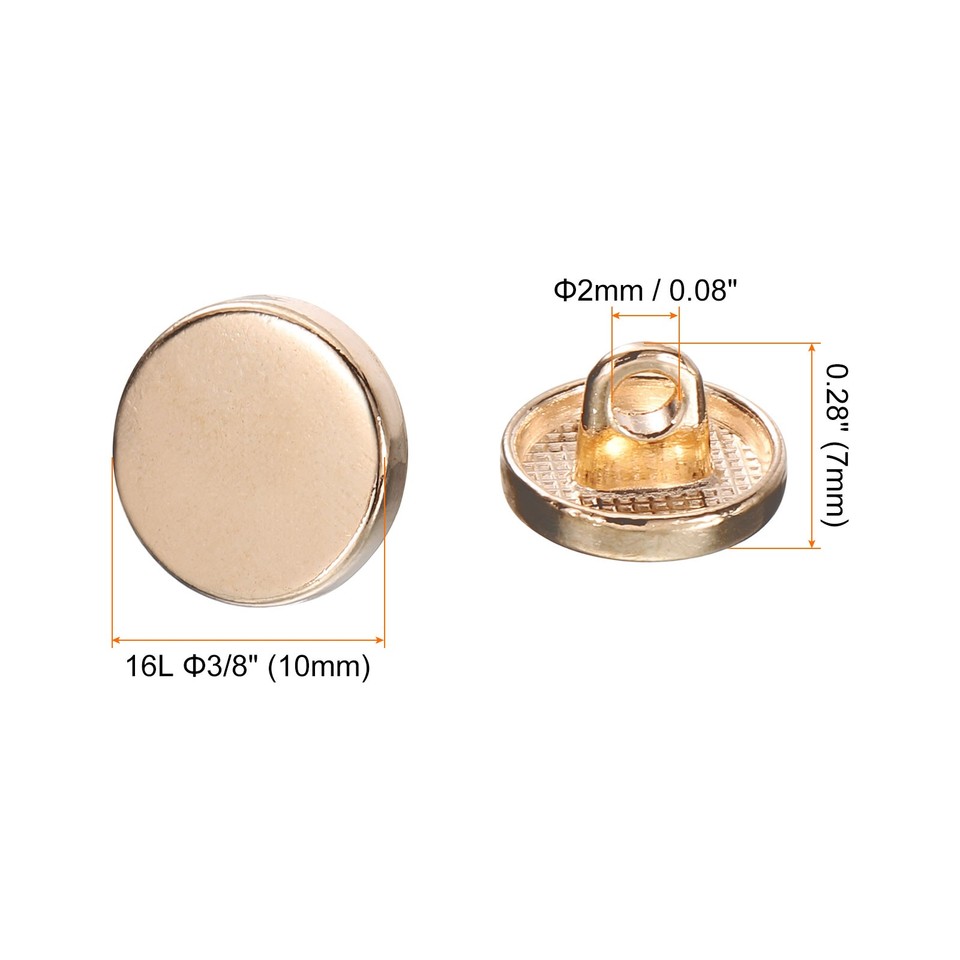 10pcs 16L Metal Round Flat Sewing Buttons 10mm Alloy Shank Craft for ...